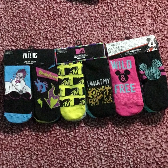 Accessories | Disney Villains Mickey Mouse Mtv Low Cut Socks Total 3 ...